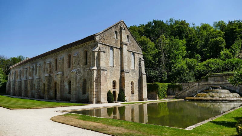 The Fountain in Front of the Forge of Fontenay Abbey Stock Photo ...