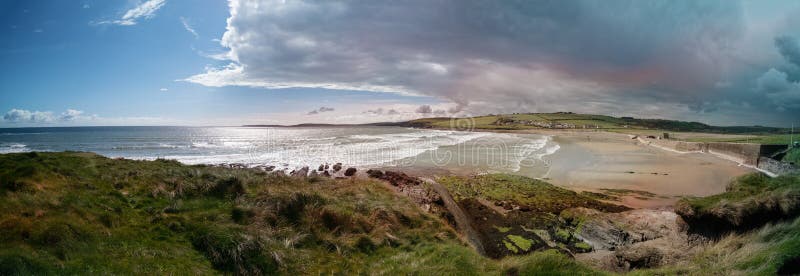 Panoramic View of Garrettstown Beach Stock Image - Image of stone ...