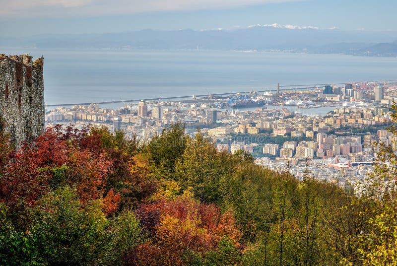 Panoramic View of Genoa Seen during the Autumn Stock Photo - Image of ...