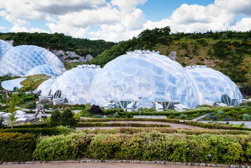 Panoramic View of the Geodesic Biome Domes at the Eden Project ...
