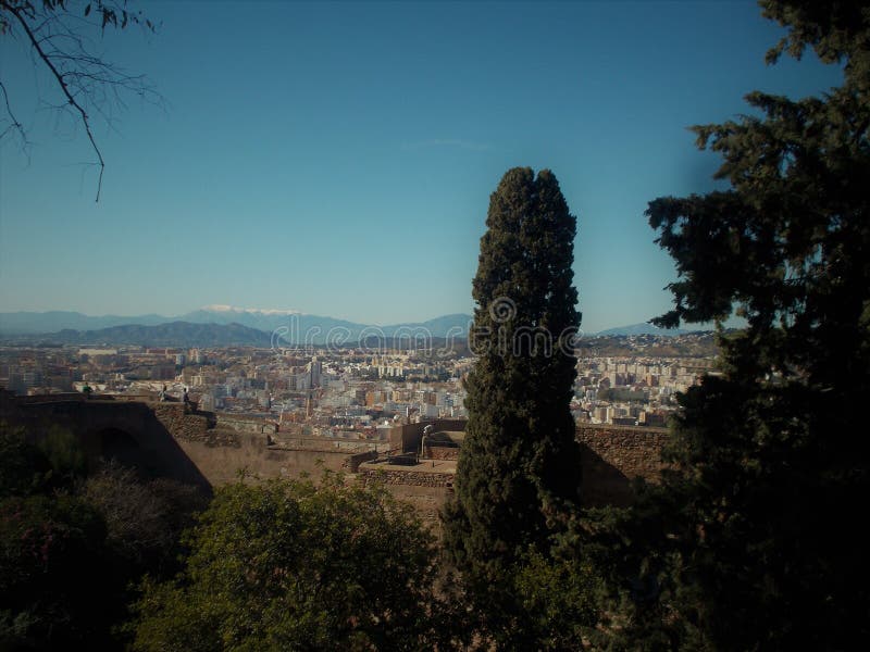 Panoramic View from Gibralfaro Castle- MALAGA-Spain Stock Image - Image ...