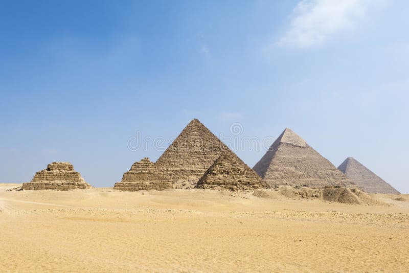 Panoramic View of Giza Pyramid Complex, Egypt. Stock Image - Image of ...