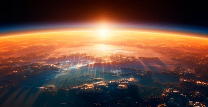 Panoramic View of the Globe of Planet Earth from Space. Glowing Bright ...