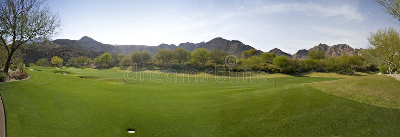 Panoramic View of a Golf Course Stock Photo - Image of recreation ...