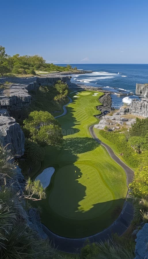 Panoramic View of Golf Course on Cliffs with Iconic Rock Arches ...