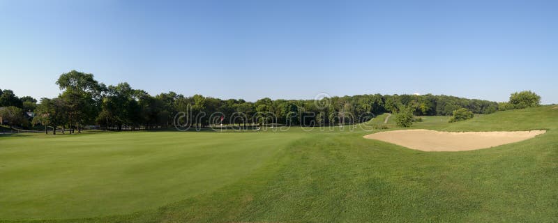 Panoramic View of a Golf Course. Stock Image - Image of recreational ...