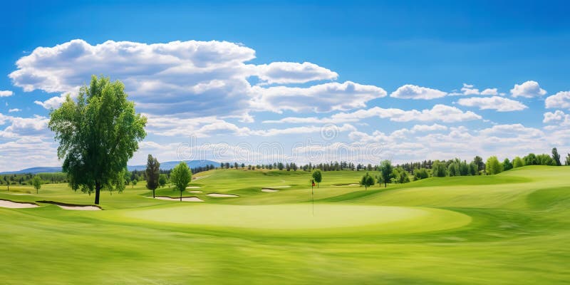 Panoramic View of Golf Course. Golf Field with a Rich Green Turf ...