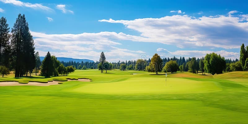 Panoramic View of Golf Course. Golf Field with a Rich Green Turf ...