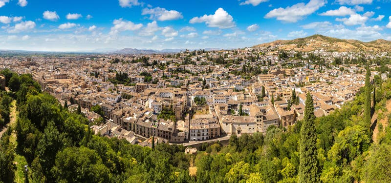View of the Granada Cathedral and the City`s Main Square in Granada ...