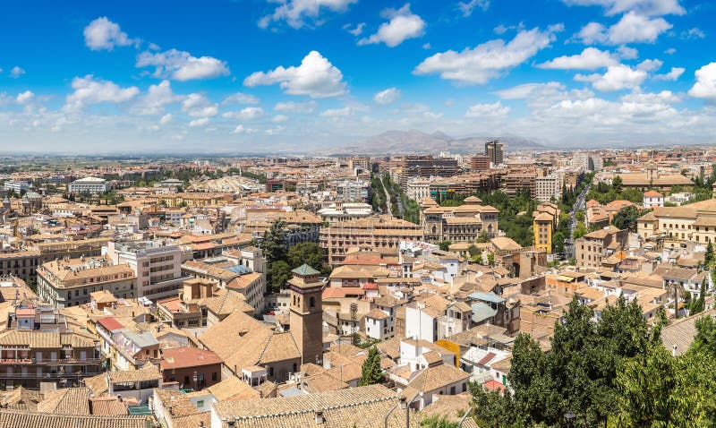 Panoramic view of Granada stock image. Image of city - 163904483