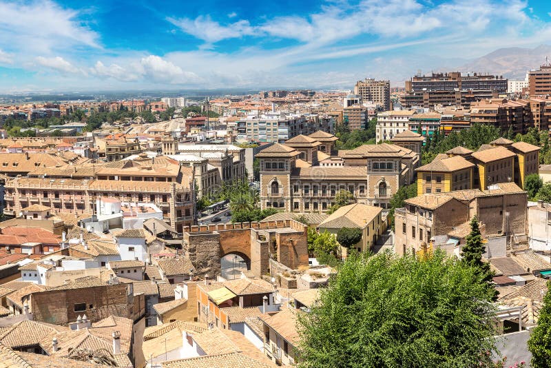 Panoramic view of Granada stock image. Image of destination - 187305283