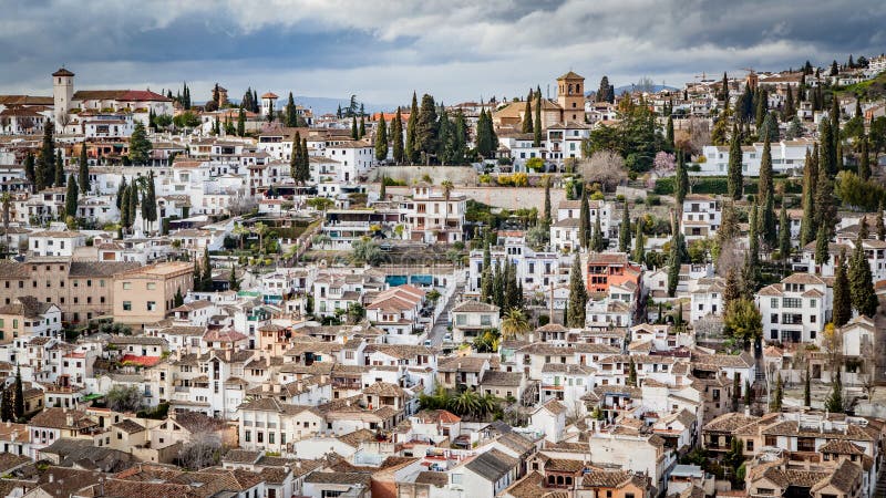 View of Granada from the Alhambra Stock Image - Image of arabesque ...