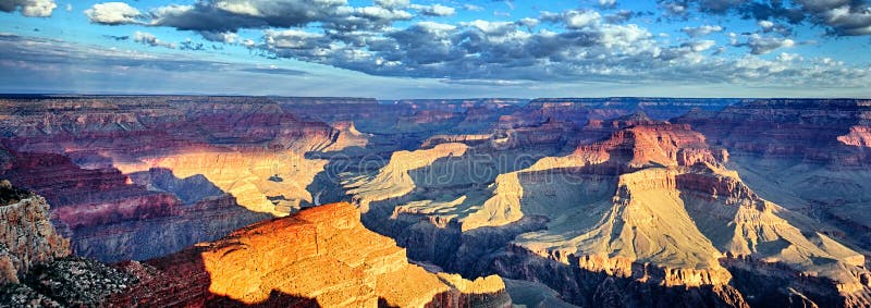 Panoramic View of Grand Canyon Stock Image - Image of formations ...