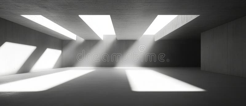A Panoramic View of a Gray Concrete Wall with Ambient Lighting, Leaving ...