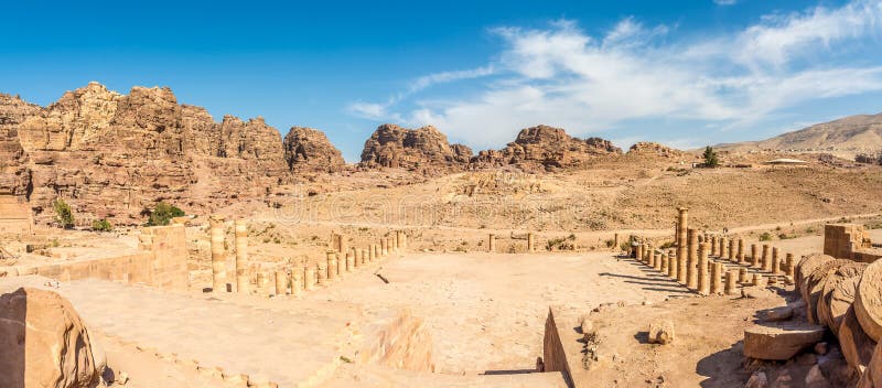 Panoramic View from the Great Temple in Petra Complex, Jordan Stock ...