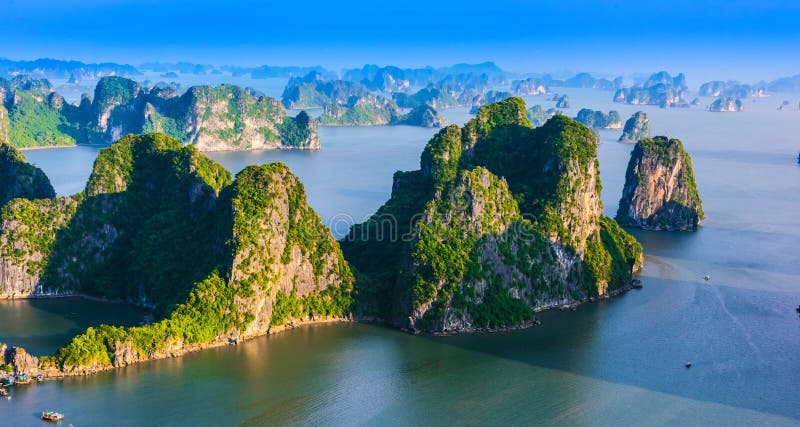 Panoramic View of Ha Long Bay, Vietnam Stock Image - Image of monument ...