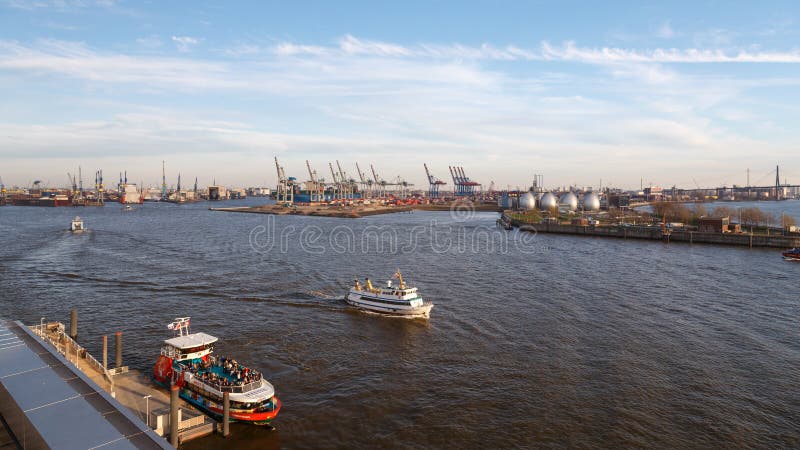 Panoramic View of Hamburg Harbor Editorial Stock Photo - Image of ship ...