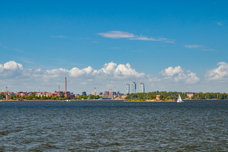 Panoramic View of Helsinki from the Sea and Suomenlinna Fortress Stock ...