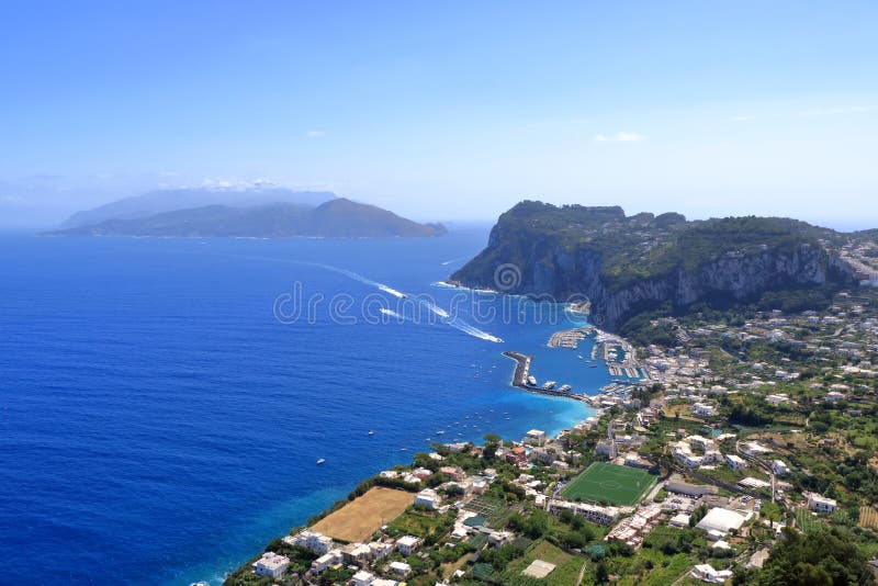 Panoramic View High Above the Sea in Capri, Capri Island, Italy Stock ...