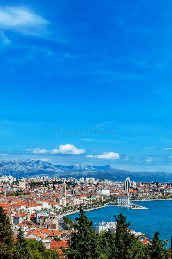 Panoramic View from High on Croatian City of Split Stock Image - Image ...