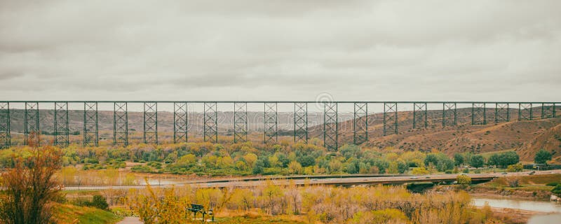 Panoramic View of the High Level Bridge in Lethbridge Stock Image ...