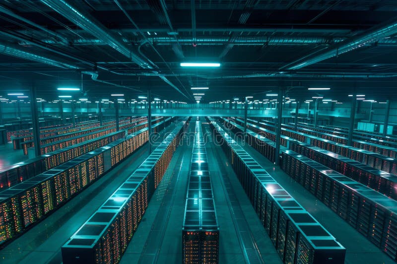 Panoramic View of a High-tech Data Center with Server Racks Stock Photo ...