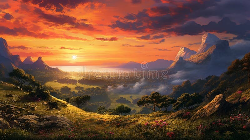 Panoramic View of a Hillside Overlooking a Winding River in the Valley ...