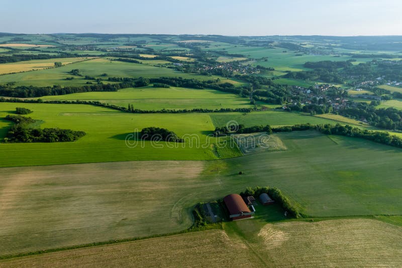 Panoramic View of a Hilly Area in the Countryside. Fields and Trees ...