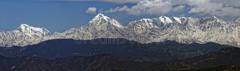 Panoramic View of a Himalayan Pick Trishul in Mountain Ranges Stock ...