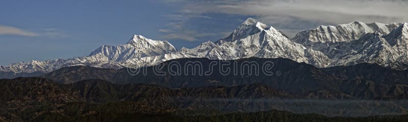 Panoramic View of a Himalayan Pick Trishul in Mountain Ranges Stock ...
