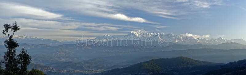 Panoramic View of a Himalayan Pick Trishul in Mountain Ranges Stock ...
