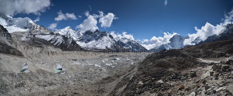 Panoramic View of the Himalayas Stock Photo - Image of lagoon ...