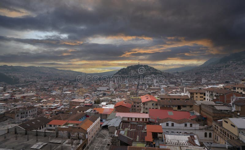 Panoramic View of the Historic Center of Quito with the Panecillo in ...