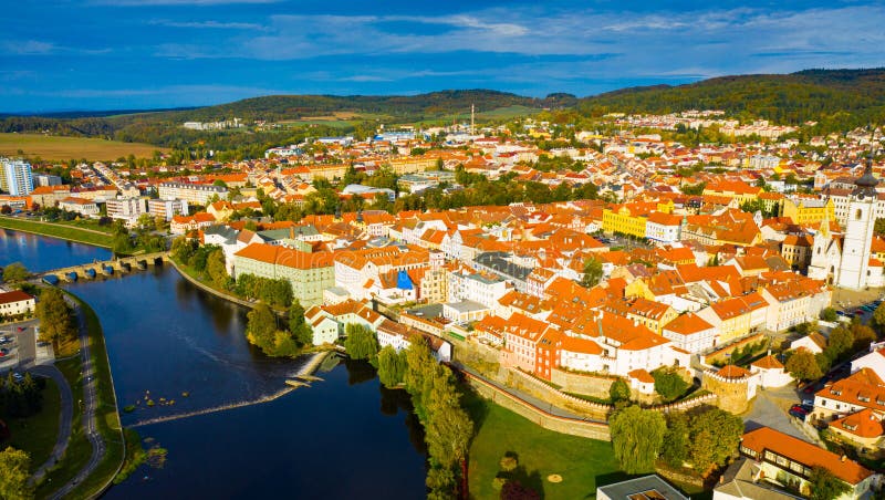 Panoramic view of Pisek stock photo. Image of medieval - 370446538