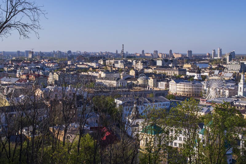 Panoramic View of Historical and Modern Architecture of Kyiv in Spring ...