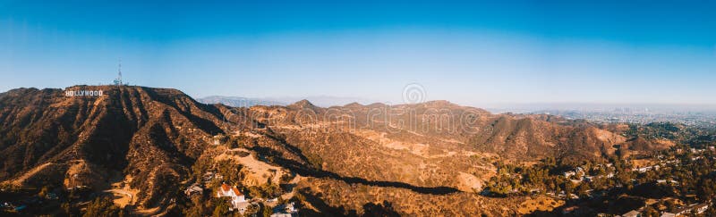 Panoramic View of the Hollywood Sign from the Distance Editorial ...