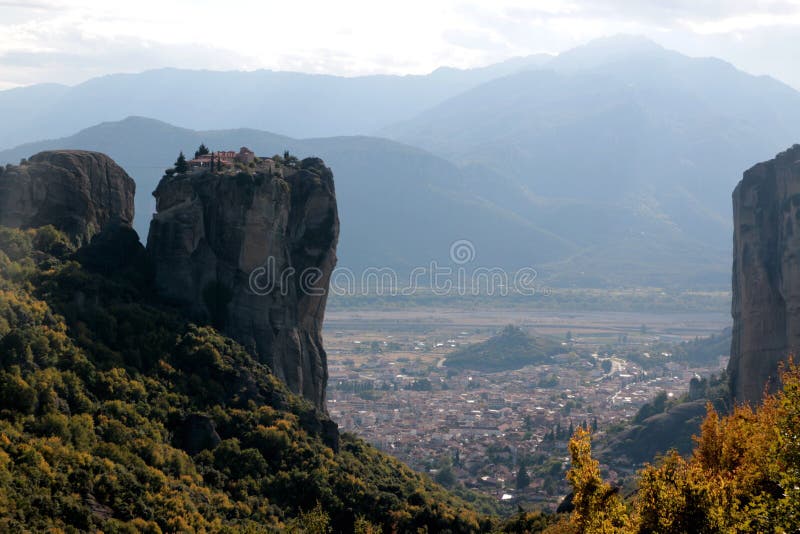 Panoramic View of Holy Trinity Monastery Agia Trias in Meteora ...
