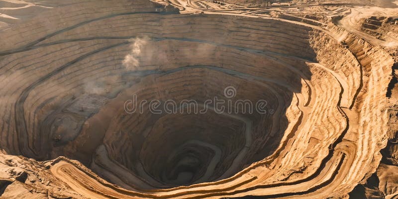 Panoramic View of a Huge Open-pit Mine for Copper Extraction Stock ...