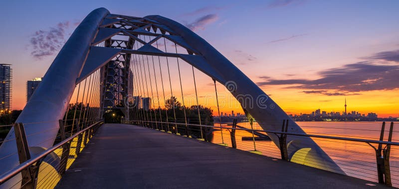 Panoramic View of the Humber Bay Arch Bridge in Toronto, Canada during ...