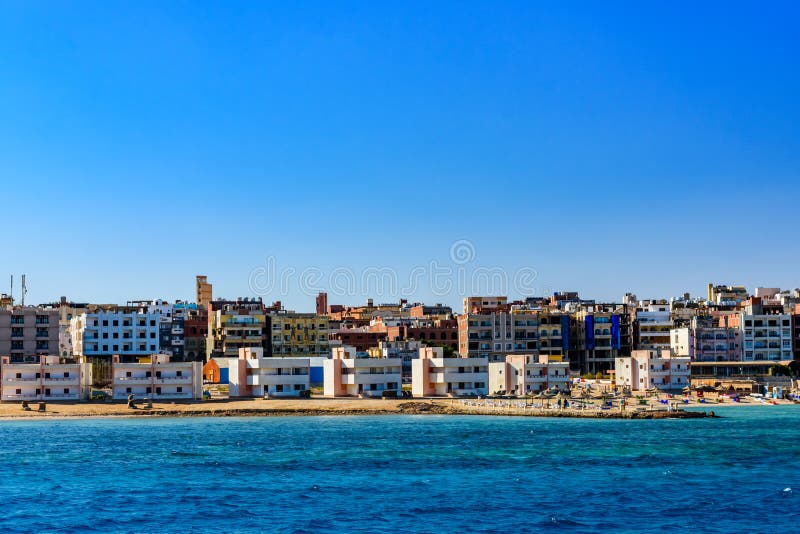 Panoramic View on Hurghada City from the Red Sea Stock Image - Image of ...