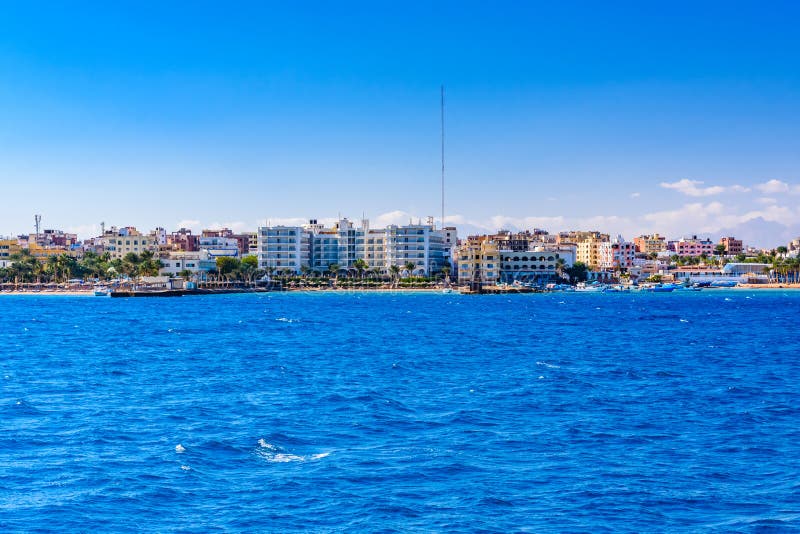 Panoramic View on Hurghada City from the Red Sea Stock Image - Image of ...