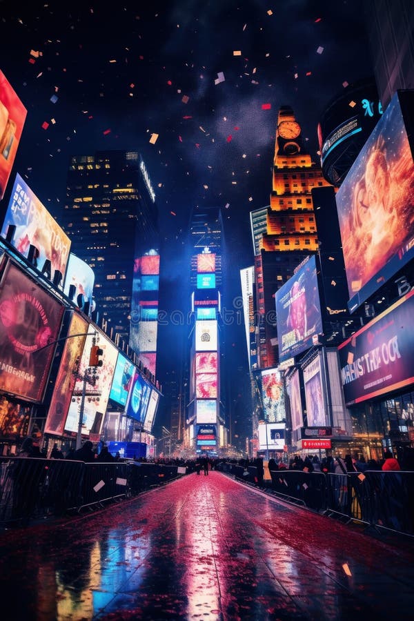 A Panoramic View with the Iconic Ball Drop and Bright Lights Welcoming ...