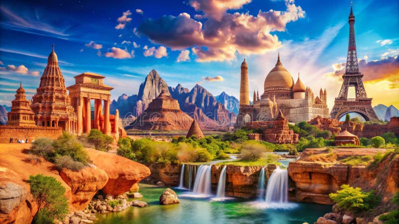 A Panoramic View of Iconic Landmarks from Around the World, Including ...