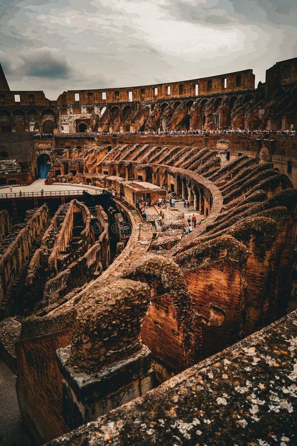 Panoramic View Inside the Colosseum Stock Photo - Image of floor ...
