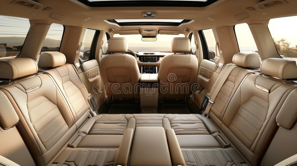 A Panoramic View Inside a Empty Family SUV, Showcasing the Spacious ...