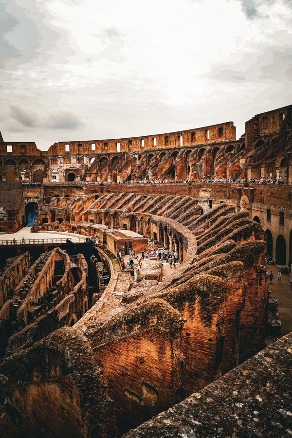 Panoramic View of the Interior of the Colosseum Stock Photo - Image of ...