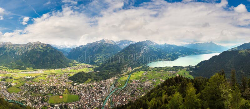 Panoramic View of Interlaken Stock Photo - Image of city, oberland ...