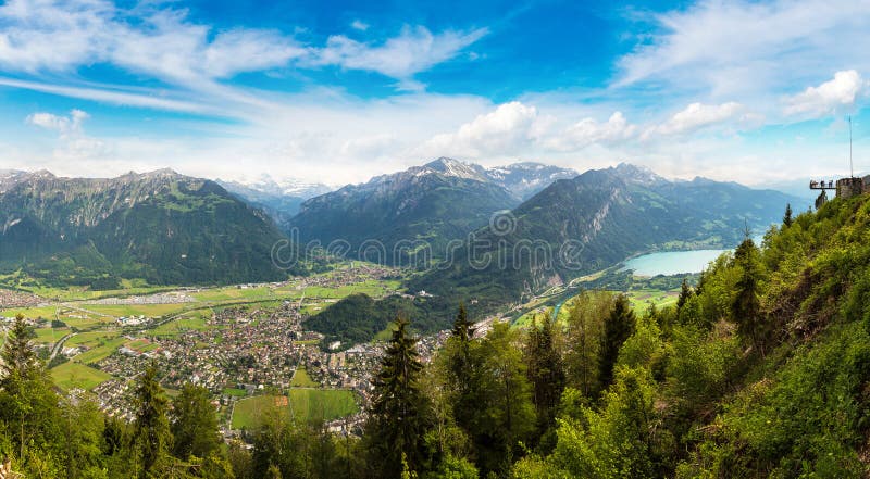 Panoramic View of Interlaken Stock Photo - Image of station, beautiful ...