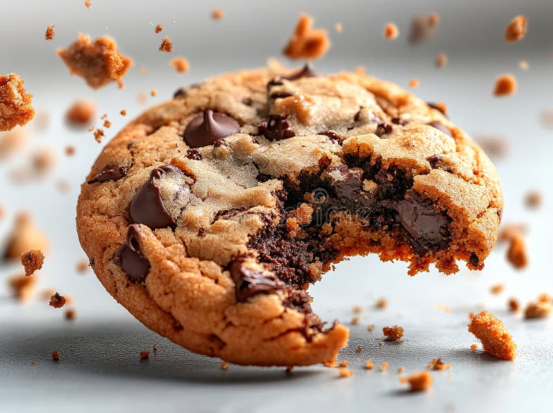 Panoramic View of Isolated Single Chocolate Chip Cookie on White ...