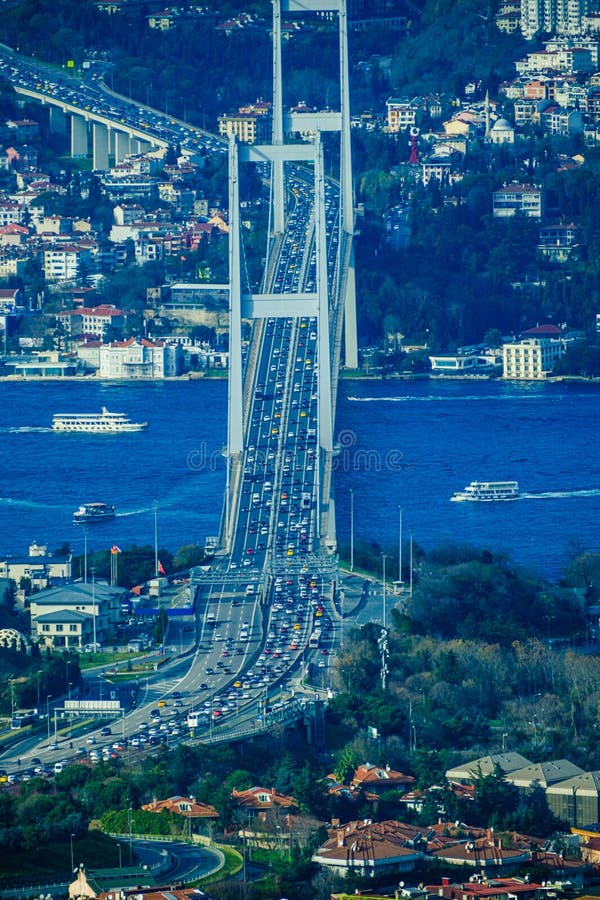 Panoramic View of Istanbul with the Bosphorus Bridge Stock Image ...
